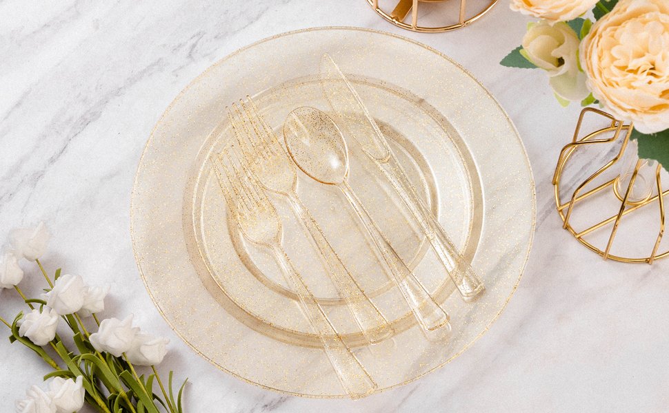 Glitter Plastic Forks - Good Luck Party